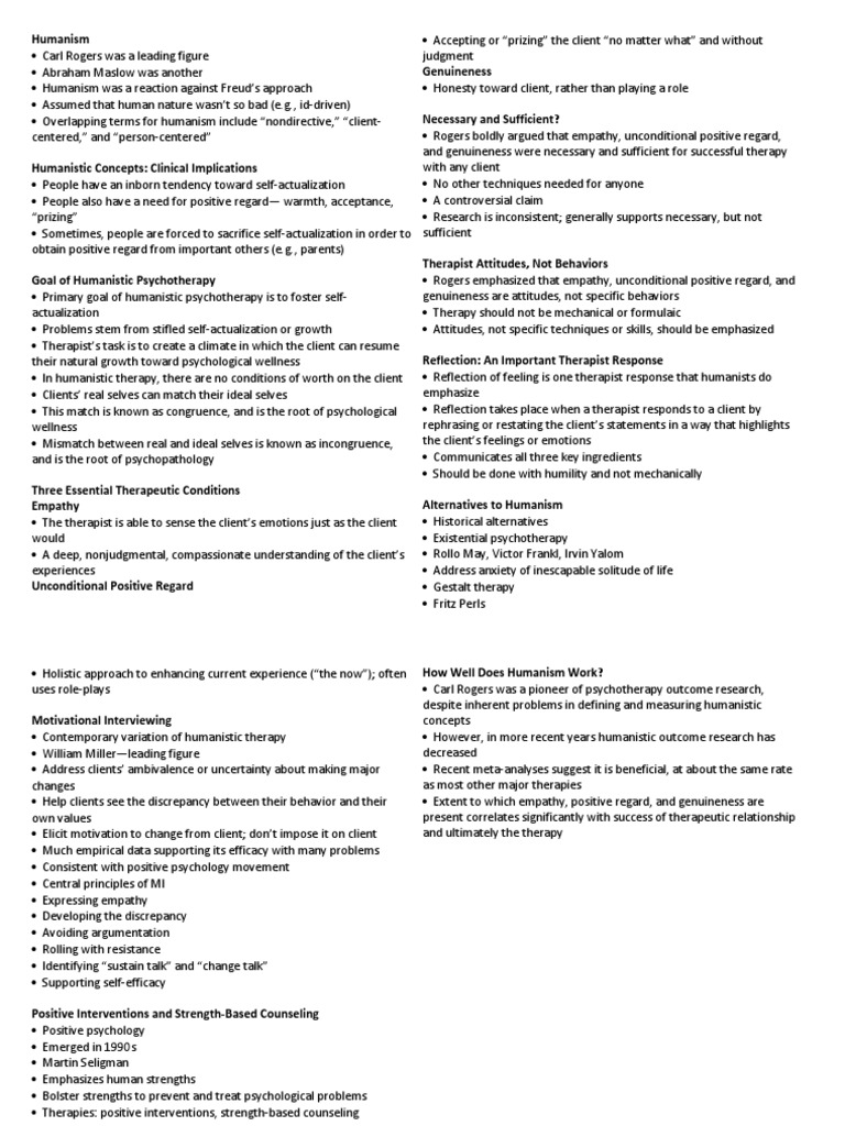 Humanistic Therapy | PDF | Humanistic Psychology | Self Actualization