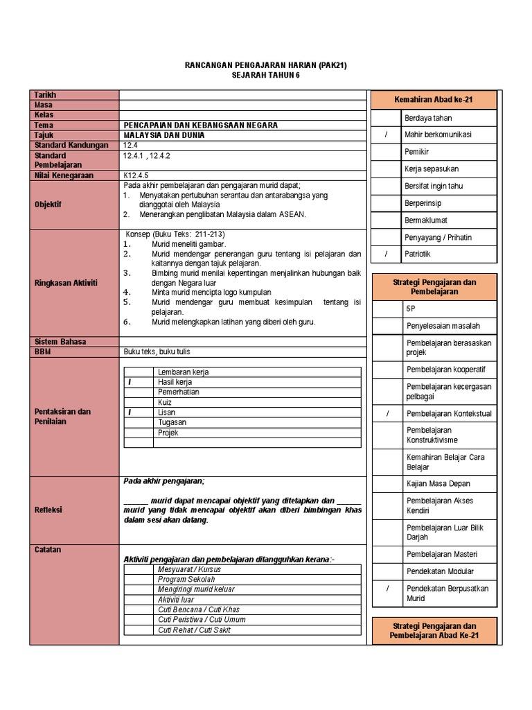 Contoh RPH Pak21 | PDF
