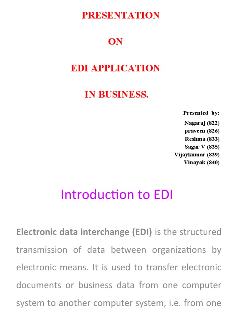 Presentation ON Edi Application in Business | PDF | Electronic Data ...