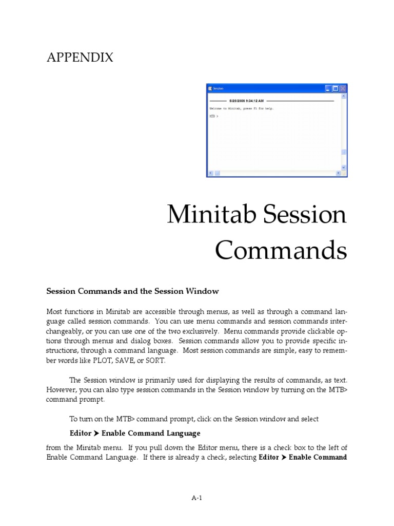 Minitab Session Commands Guide | PDF | Command Line Interface | Statistics