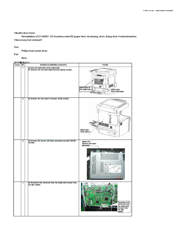 Motor Re Installation Procedure | PDF | Electrical Connector ...