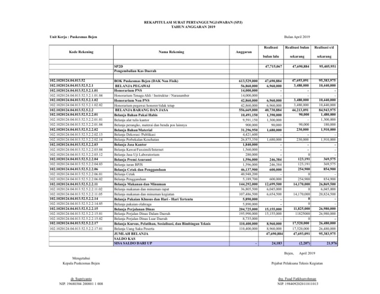 Laporan Realisasi Anggaran Bok | PDF