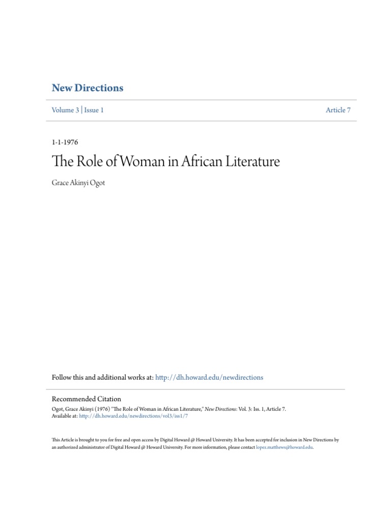 The Role of Women in African Literature | PDF | Woman | Africa