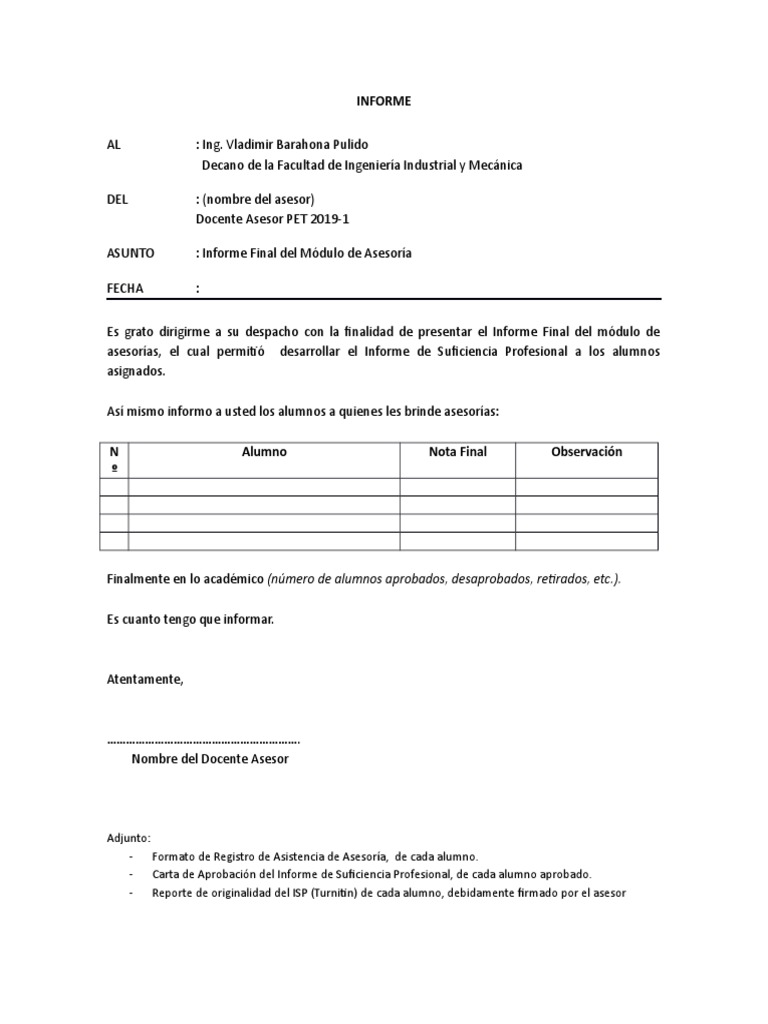 Informe Final de Modulo IV | PDF