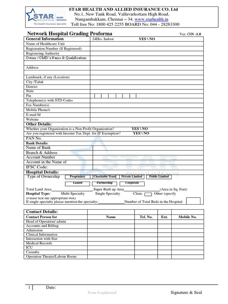 Hospital Document Hospital Information Form (PSP) | PDF | Medical ...