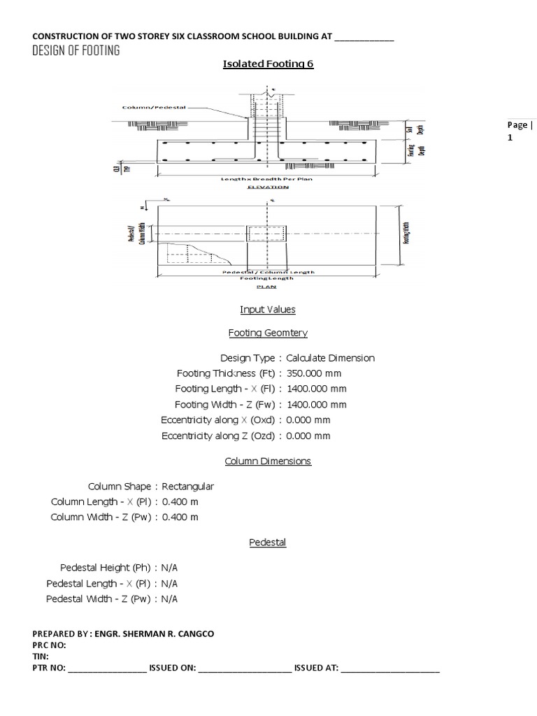 Design of Footing | PDF | Bending | Column