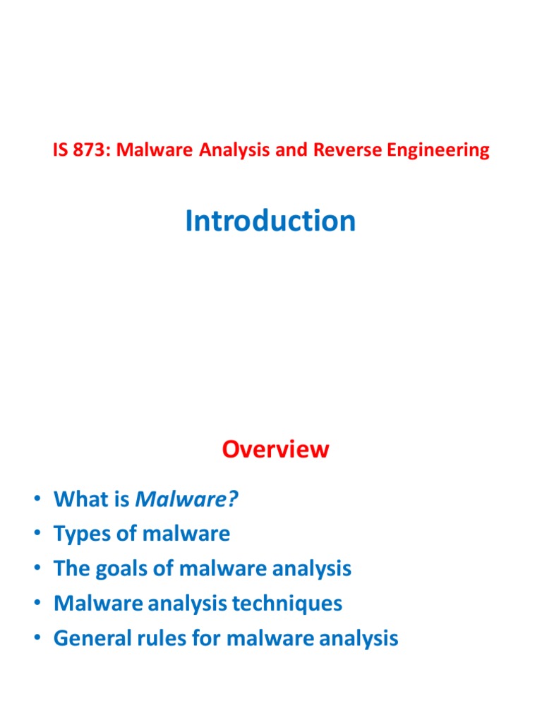Lecture - 01 - Introduction To Malware Analysis PDF | PDF | Malware ...