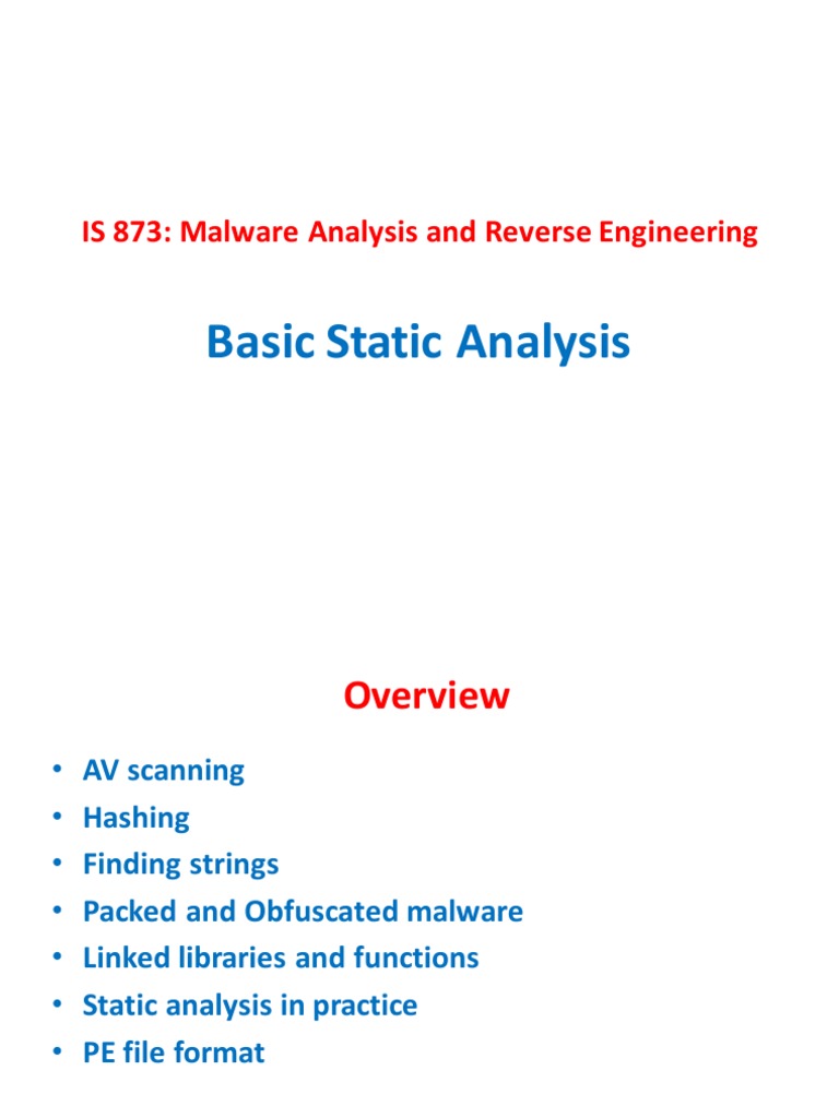 Lecture 02a Basic Static Analysis Pdf Antivirus Software String Computer Science