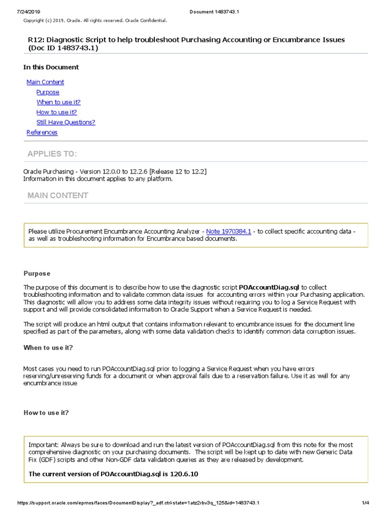 R12 Diagnostic Script To Help Troubleshoot Purchasing Accounting or ...