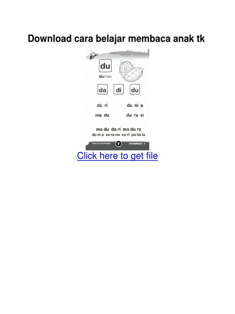 Cara Belajar Membaca Anak TK | PDF