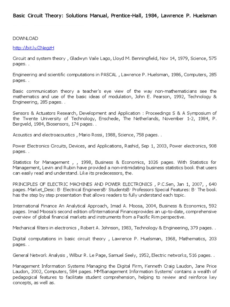 Basic Circuit Theory Solutions Manual | PDF | Harry Potter | Cetacea