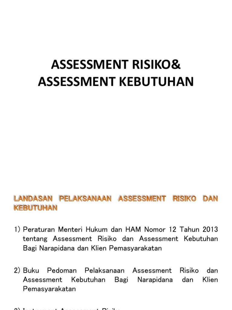 Assesmen Risiko & Assessment Kebutuhan DITJENPAS-1 | PDF