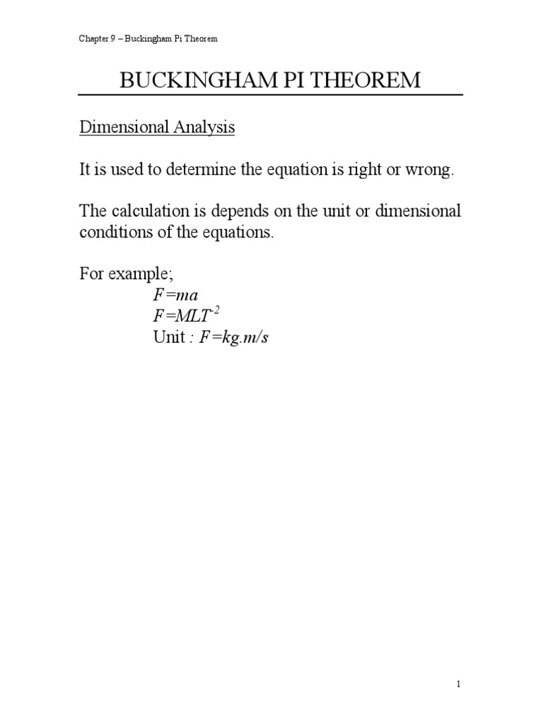 9 Buckingham 01 | PDF | Fluid Dynamics | Chemical Engineering