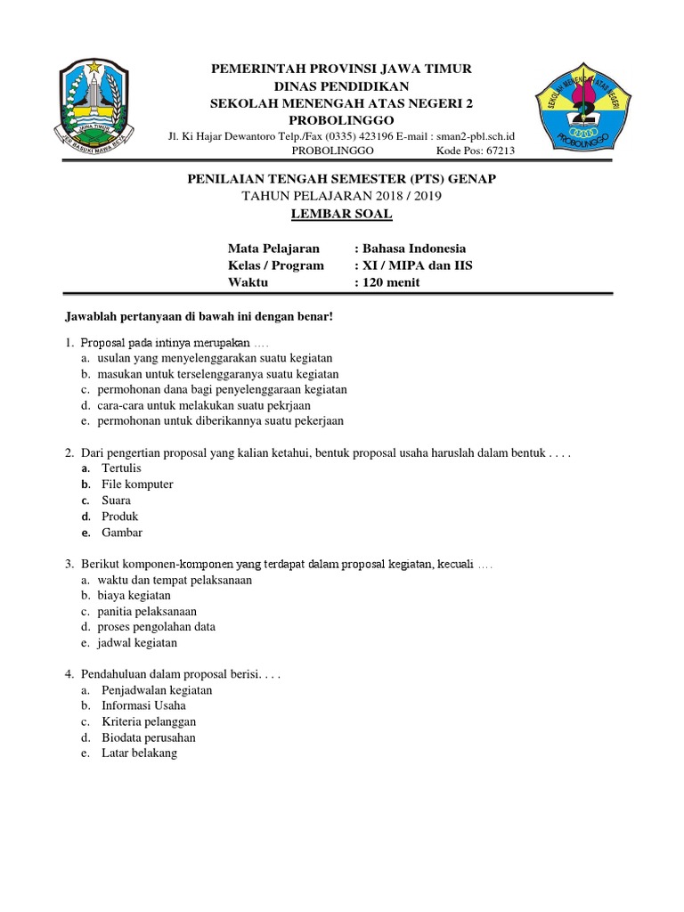 SOAL PTS Kelas XI SMT GENAP | PDF