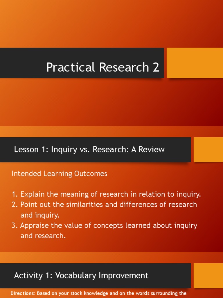 Inquiry Vs Research | PDF | Inquiry | Scientific Method