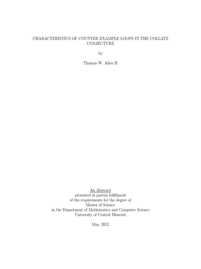 Characteristics of Counter Example Loops in The Collatz Conjecture | PDF | Sequence | Conjecture