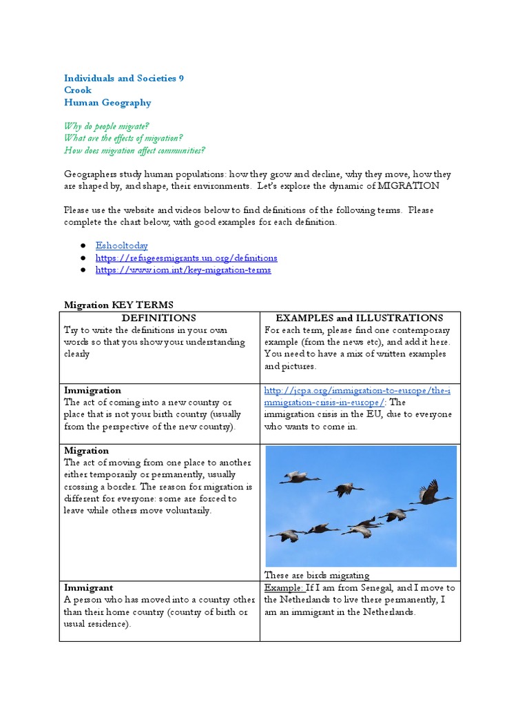Migration Vocabulary | PDF | Immigration | Geography