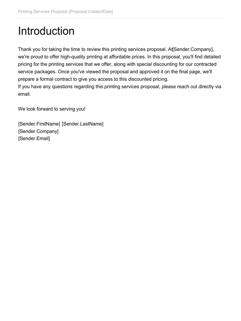 Affordable Printing Services Proposal | PDF | Pricing | Communication ...