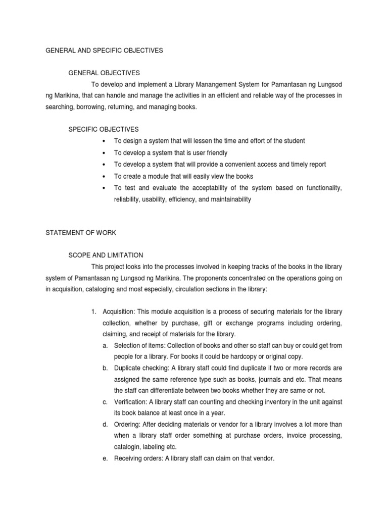 General and Specific Objectives Library | PDF | Cataloging | Libraries