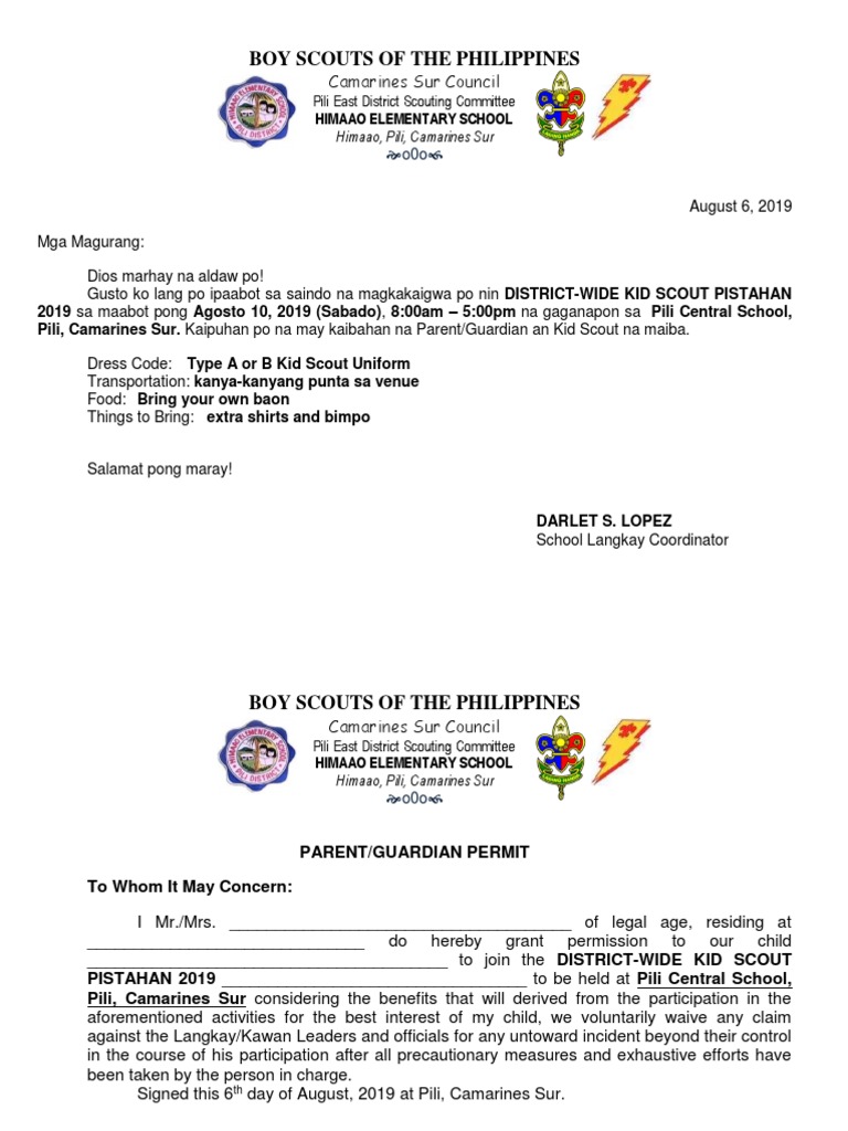 Parent Consent For Kid Scouting | PDF | Social Institutions | Social Science