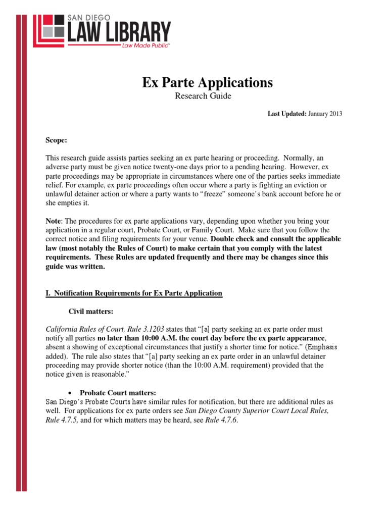 Ex Parte Applications1 | PDF | Ex Parte | Law Clerk