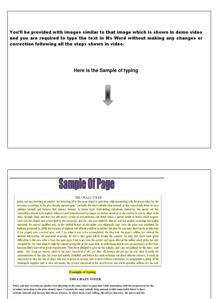 Sample Document: Job posting for typing work from images and ...