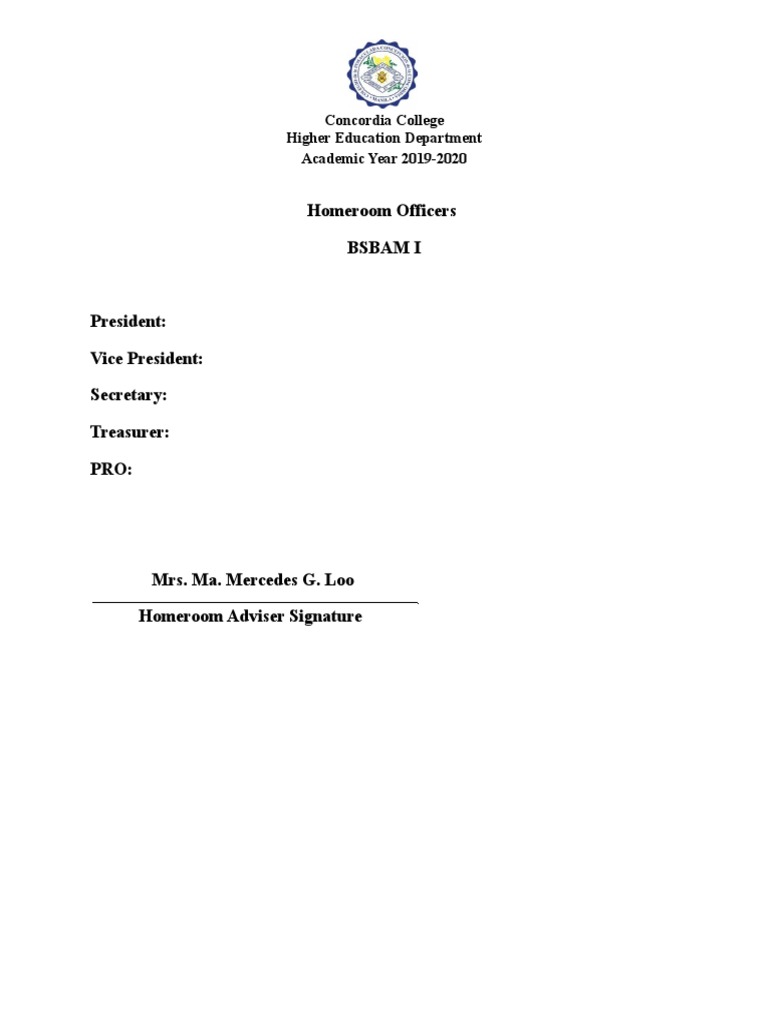 Homeroom & Academic CLub Officers Evening | PDF