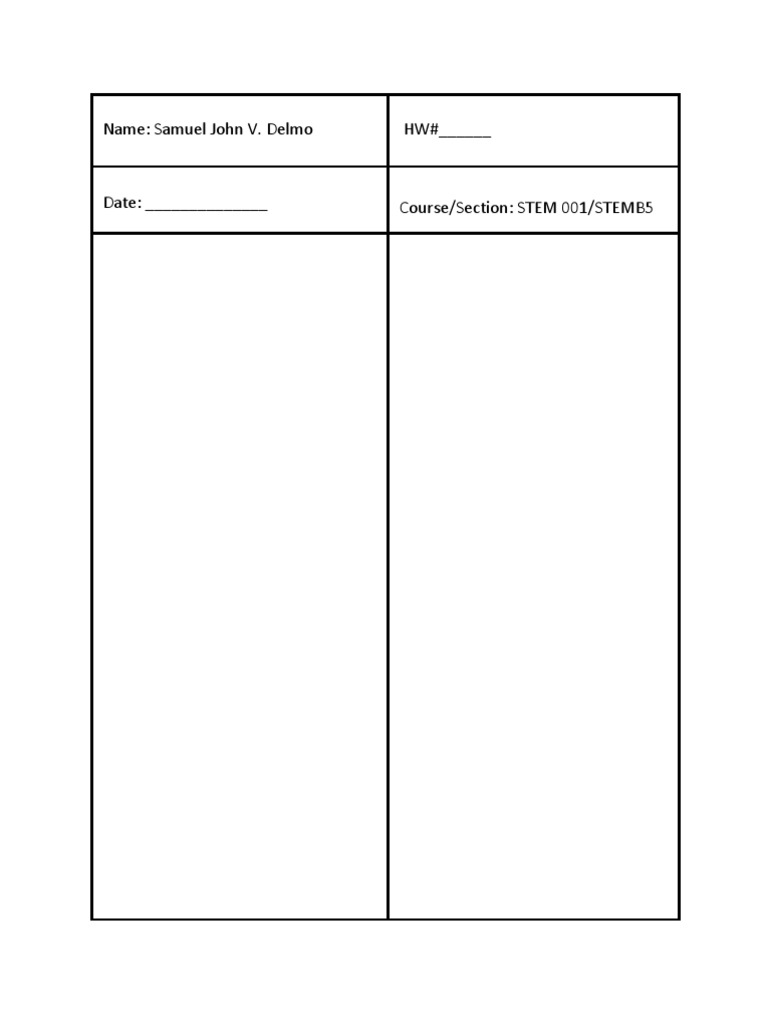 Name: Samuel John V. Delmo HW# | PDF