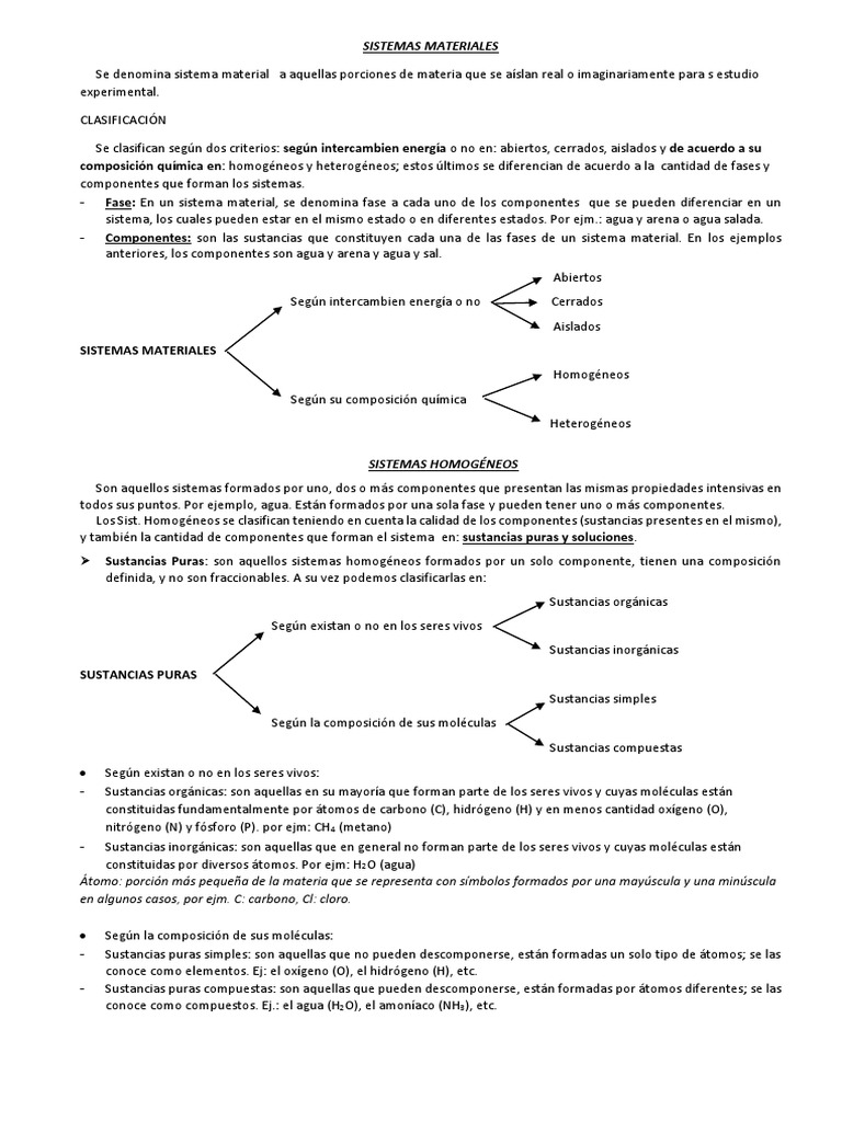Clasificación de Sistemas Materiales | PDF | Fase (materia ...