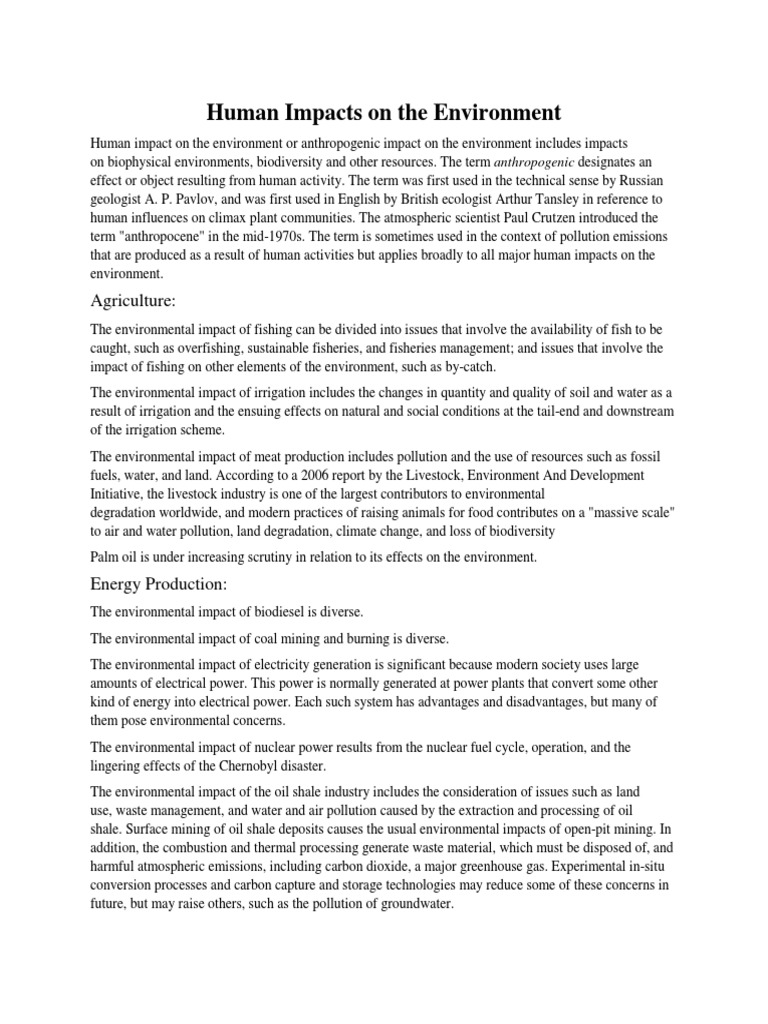 Human Impact On Environment | PDF | Human Impact On The Environment ...