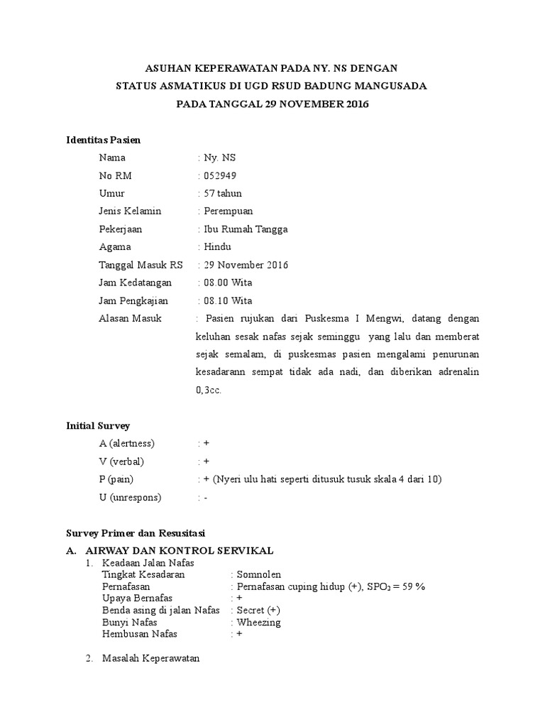 Askep Status Asmatikus | PDF