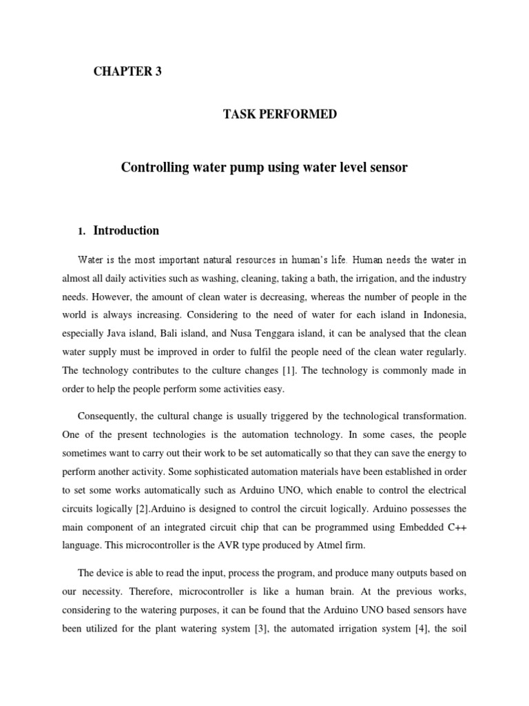 Controlling Water Pump Using Water Level Sensor | PDF | Arduino ...