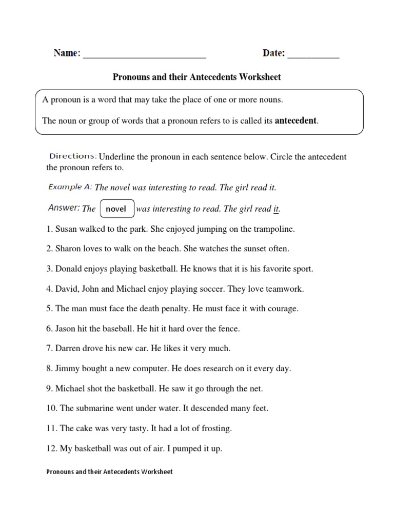 Pronouns Antecedents 2 PDF | PDF