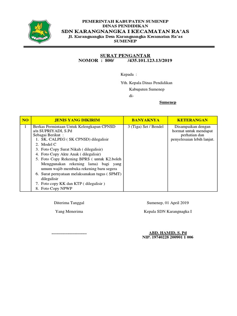 Surat Pengantar & SPMT | PDF
