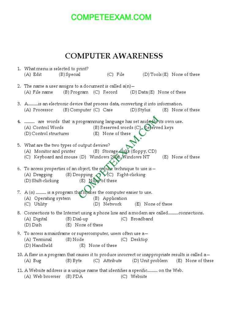 Basic Computer For RRB Je | PDF | Computer Hardware | Computer Data Storage