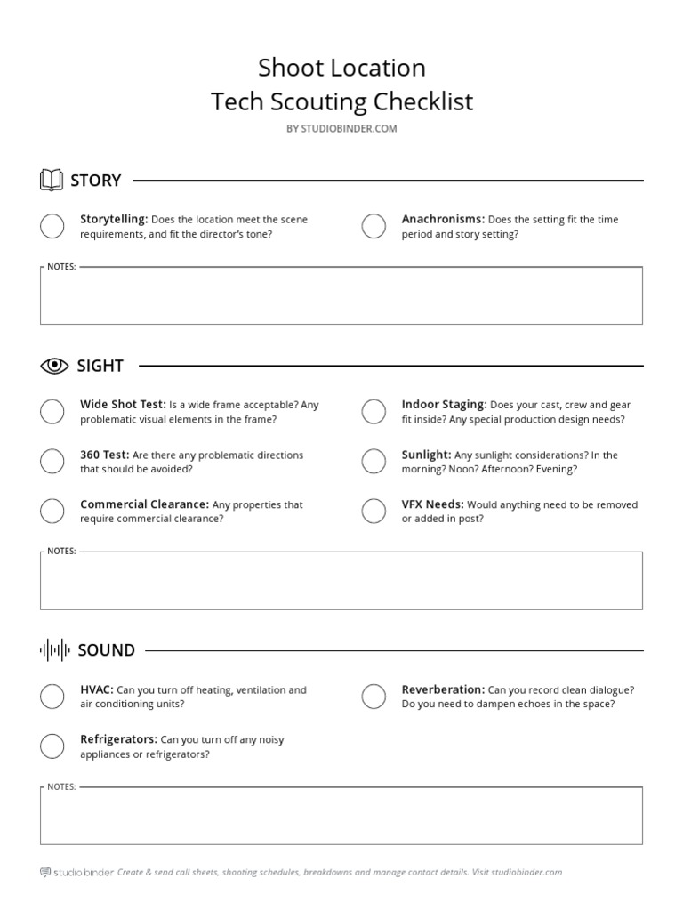 Shoot Location Tech Scouting Checklist | PDF | Hvac | Building Engineering