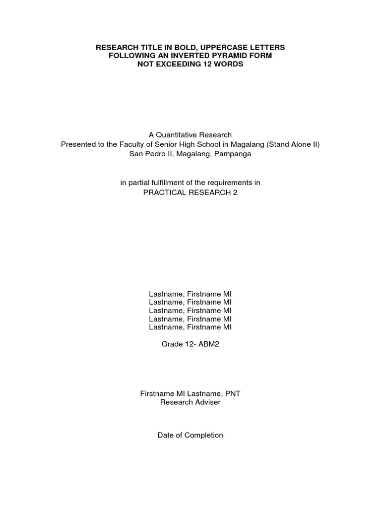 Research Title in Bold, Uppercase Letters Following An Inverted Pyramid ...