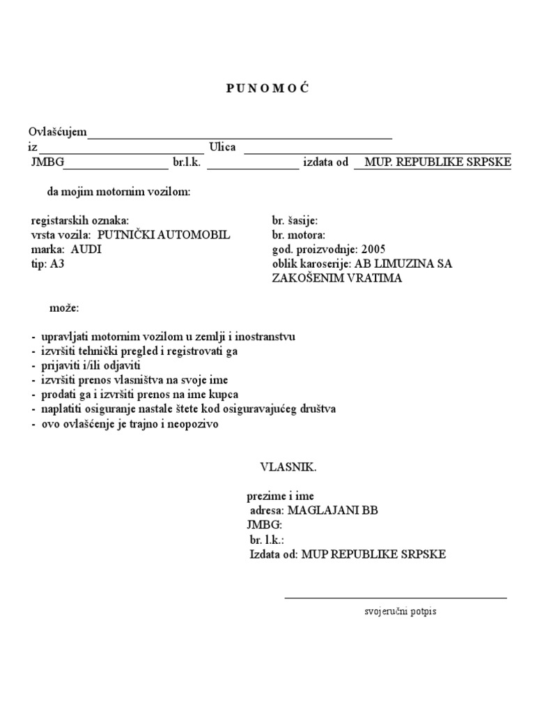 Punomoć | PDF