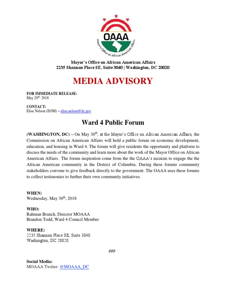 Media Advisory Oaaa | PDF