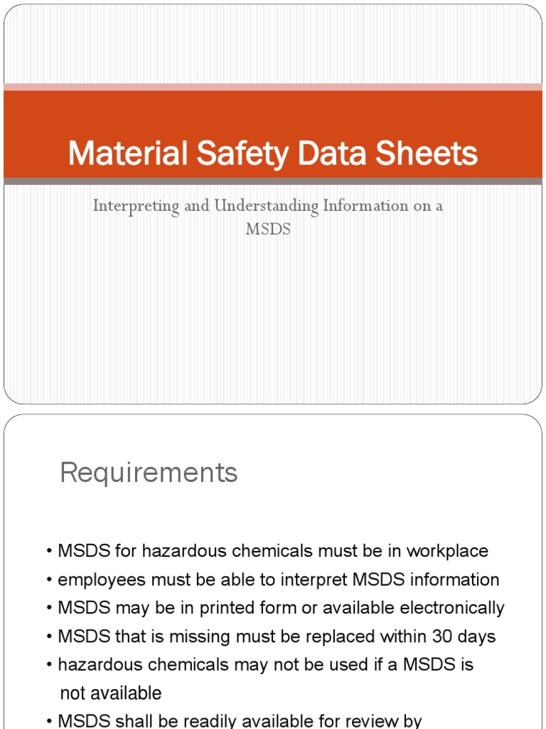 Understanding MSDS for Hazardous Chemicals | PDF