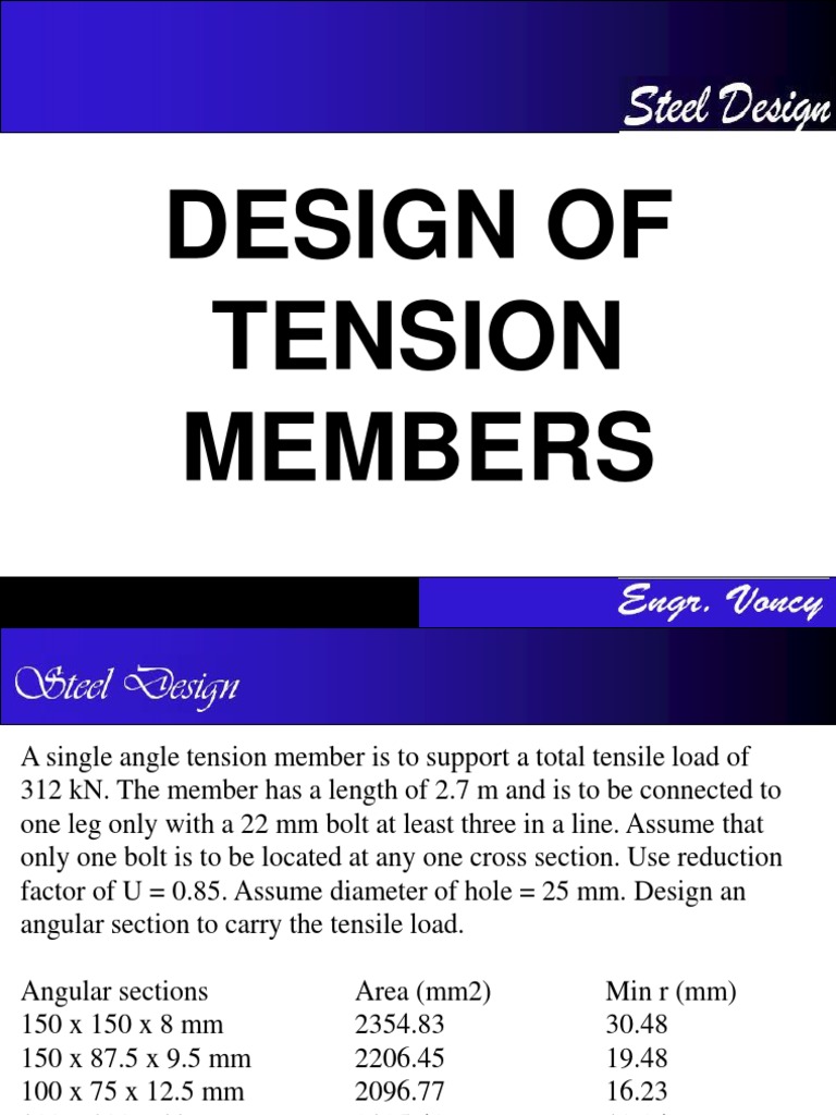 Design of Single Angle Tension Members | PDF | Rivet | Screw