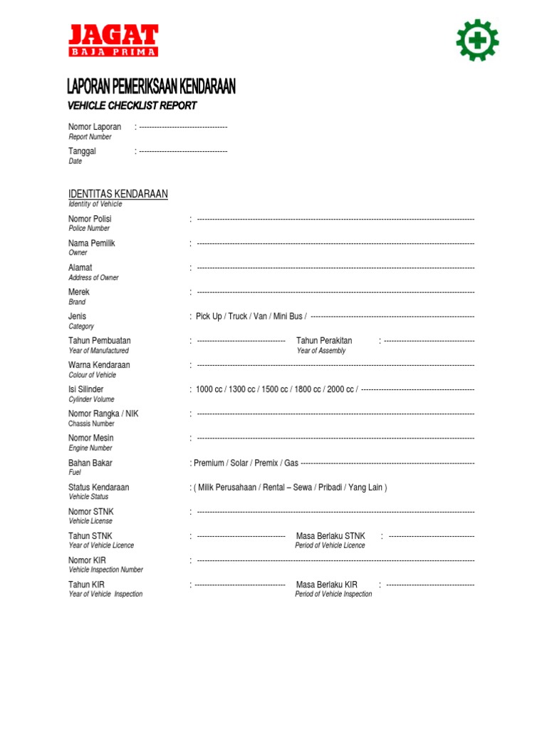 Checklist Kendaraan | PDF