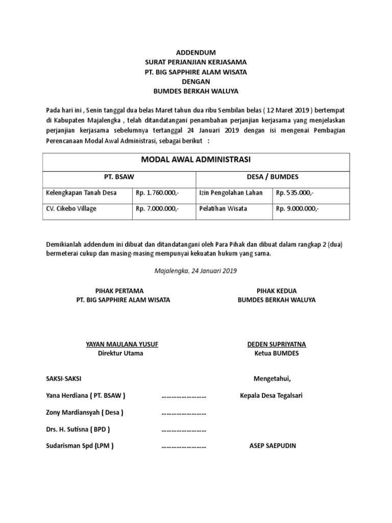 Addendum Surat Perjanjian | PDF