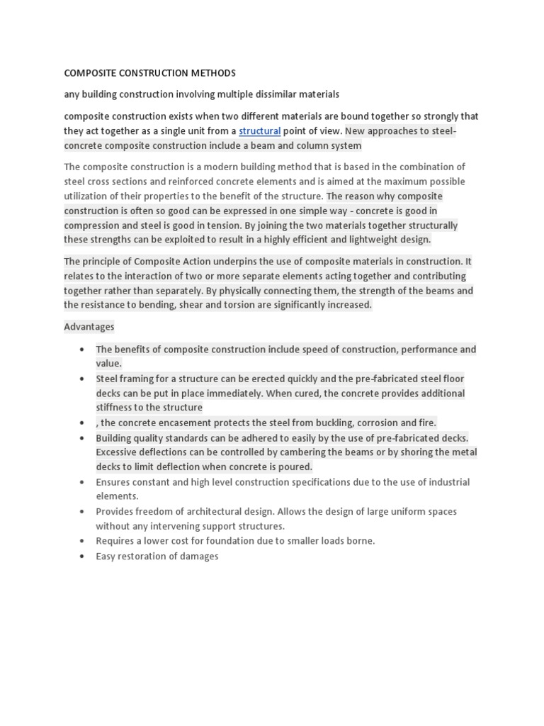 Composite Construction Methods Explained | PDF | Beam (Structure ...