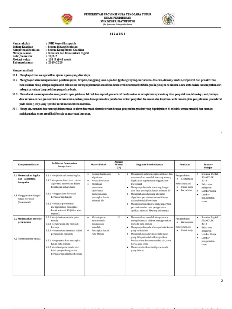 Silabus Simdig 2019-2020 | PDF