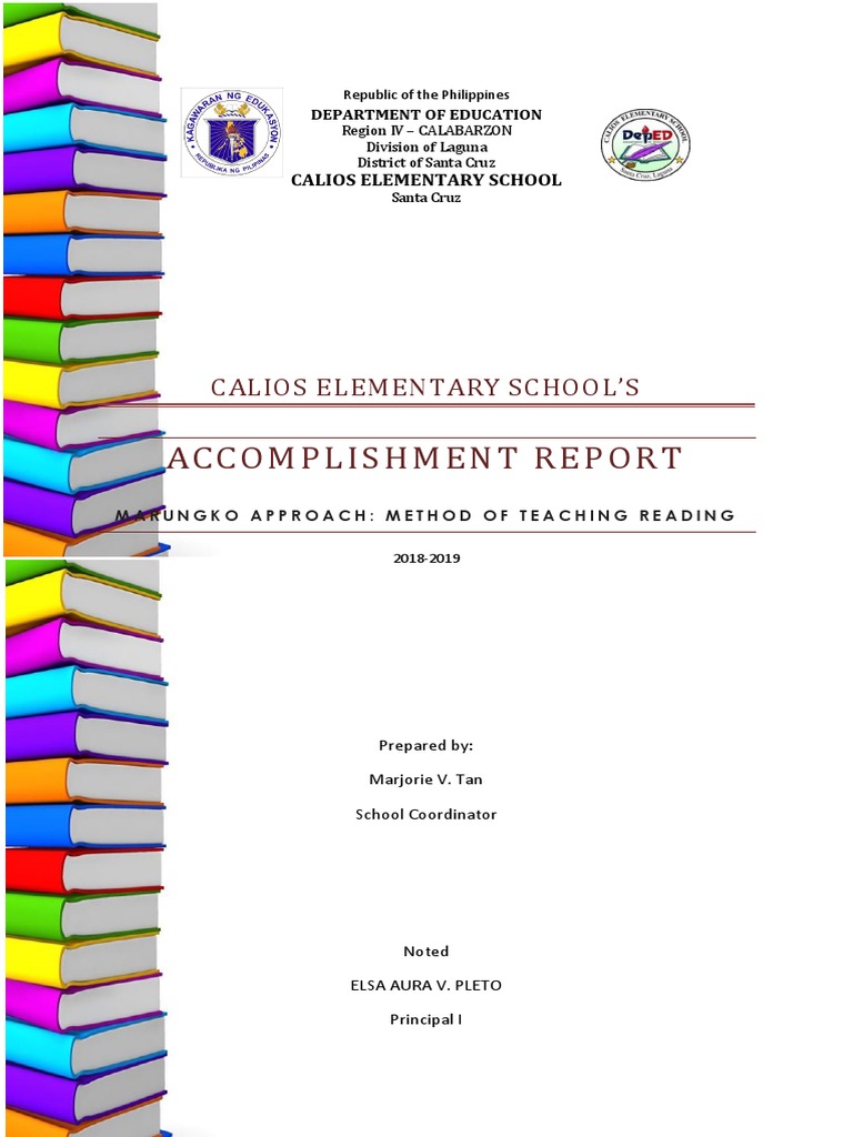 Accomplishment Report in Reading Program Sy-2018-2019 | PDF | Teachers ...