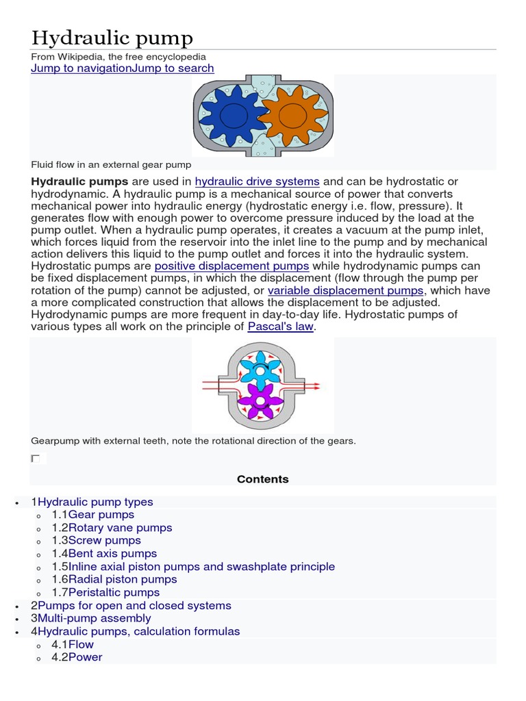 Hydraulic pump types and principles | PDF | Pump | Gases