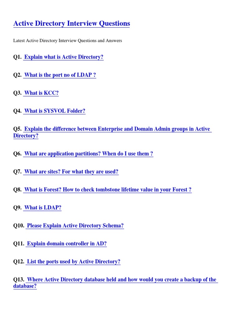 Active Directory Interview Questions | PDF | Active Directory | System Software