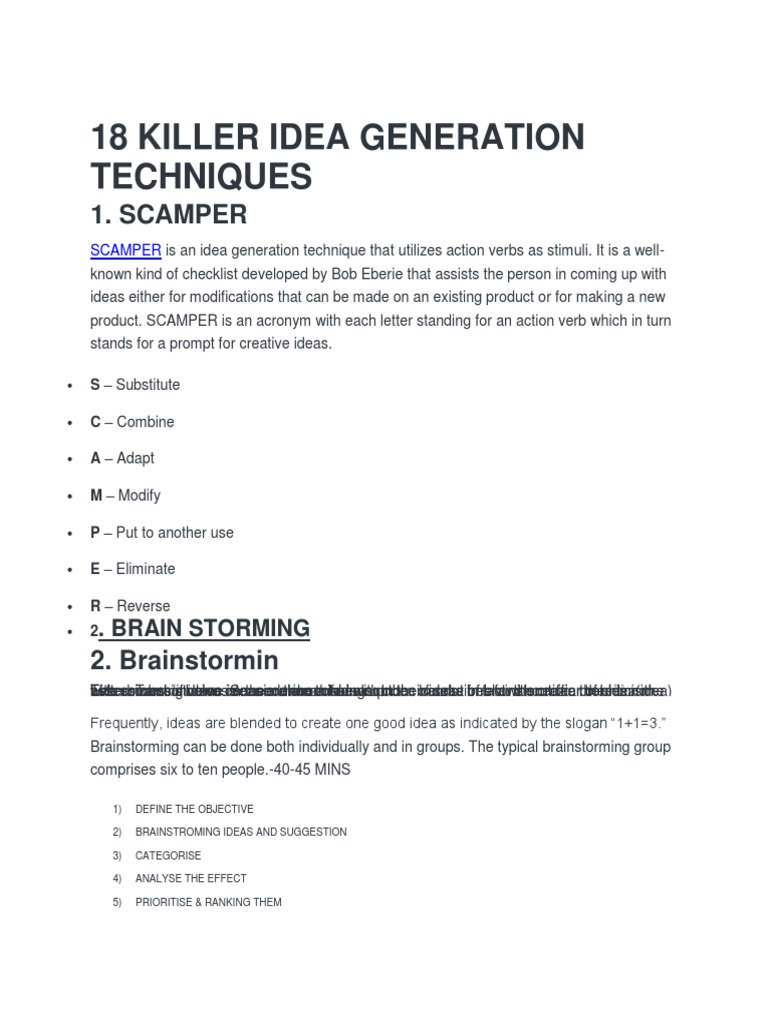 Creative Idea Generation Techniques | PDF | Brainstorming | Cognition