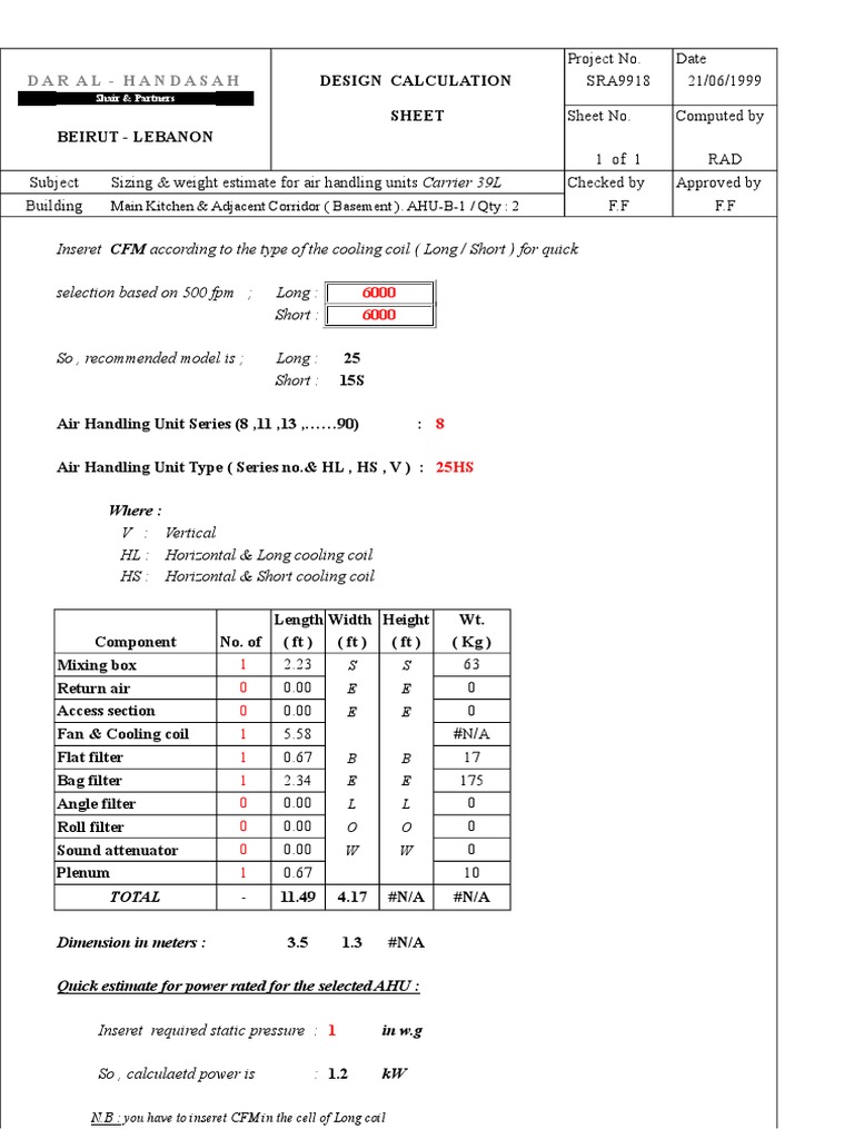 Ahu Weight | PDF | Mechanical Engineering | Manufactured Goods